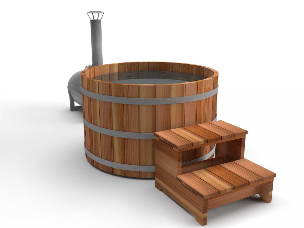 Ofuro Round Cedar Wood Hot Tub – Wood Fired Heater - Ceda